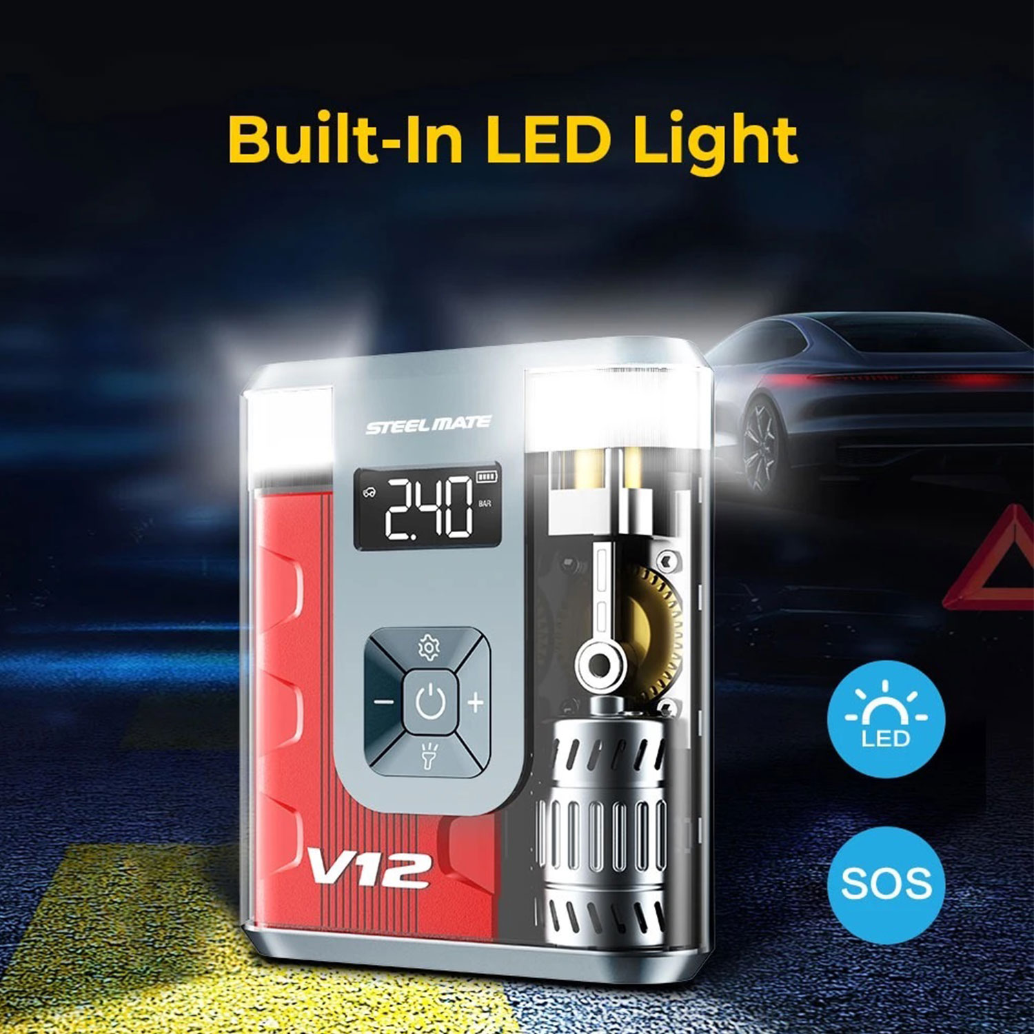 Steelmate V12 Jump Starter with Tyre Inflator & Power Bank | Steelmate ...